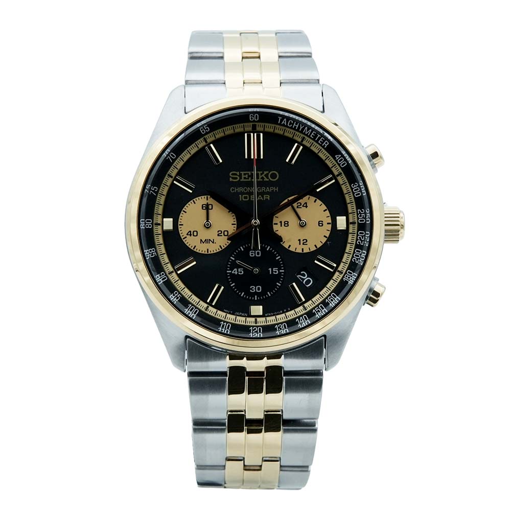 Seiko Essentials Chronograph Two-Tone Stainless Steel Men's Watch SSB4 ...