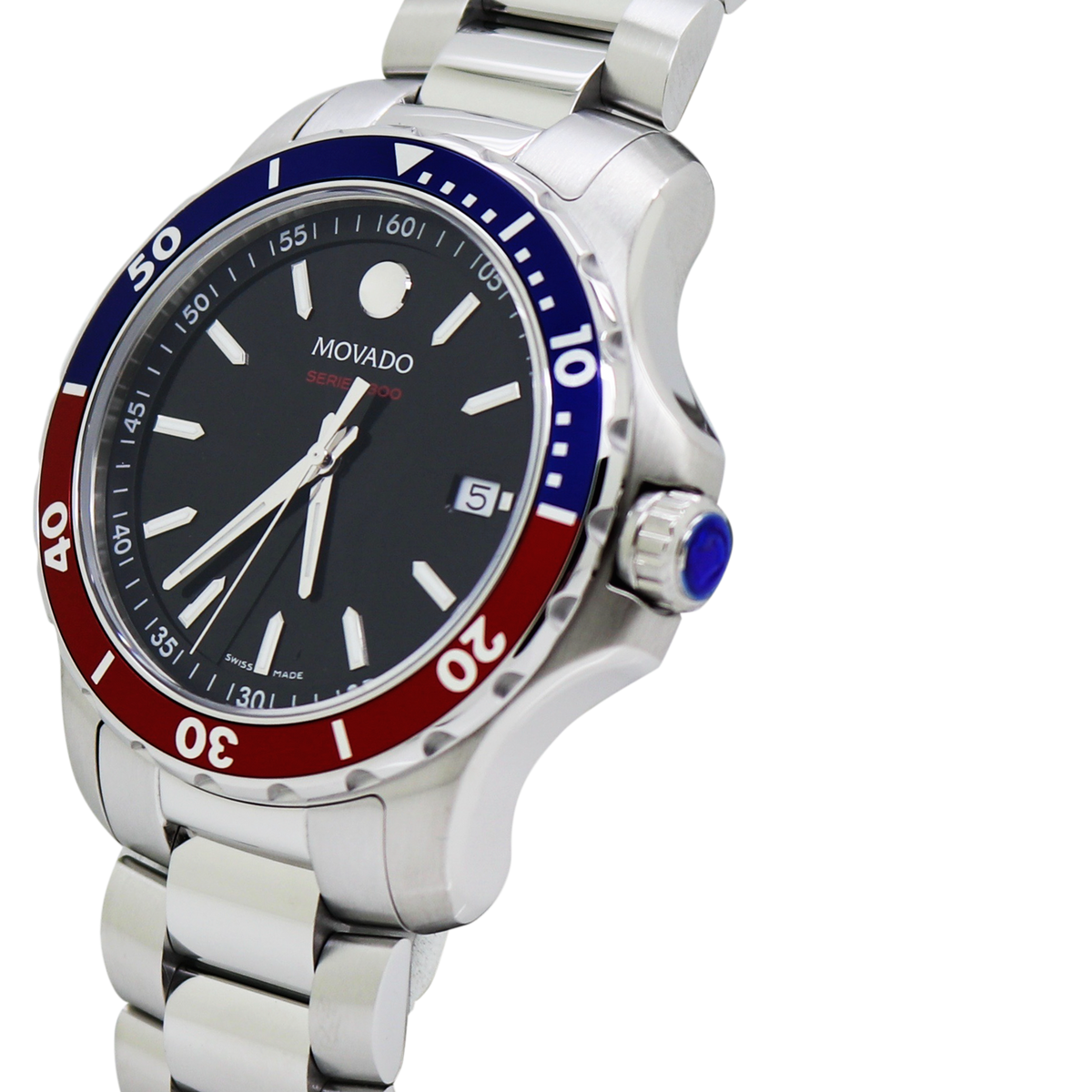 Movado Series 800 2600152 Pepsi Quartz Black Dial Stainless Steel Men ...