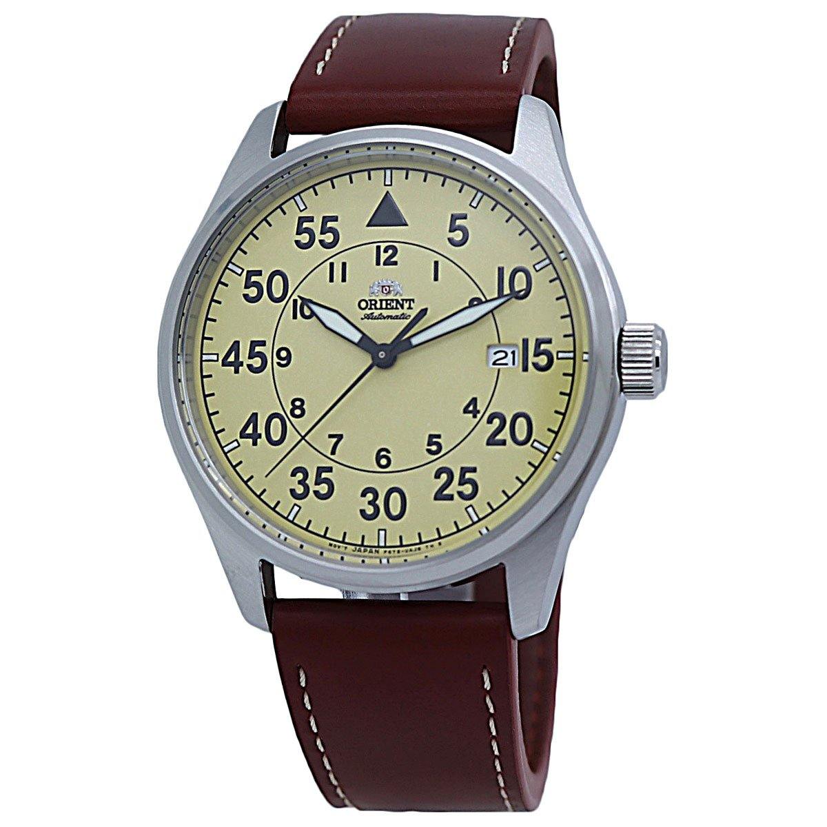 Orient Pilot Flight Automatic Champagne Dial Leather Men's Watch – pass ...