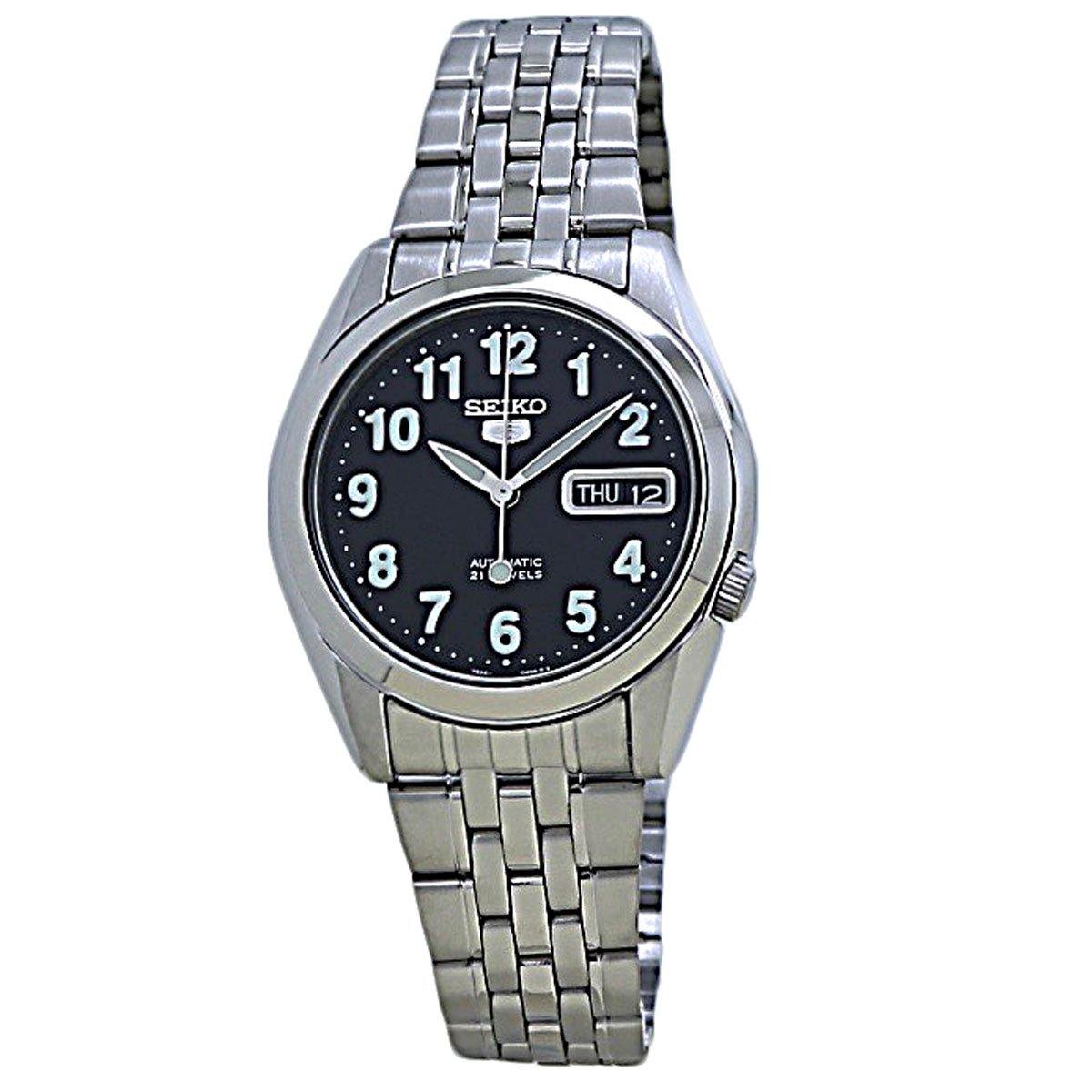 Seiko 5 Automatic Black Dial Stainless Steel Men's Watch SNK381 – pass ...