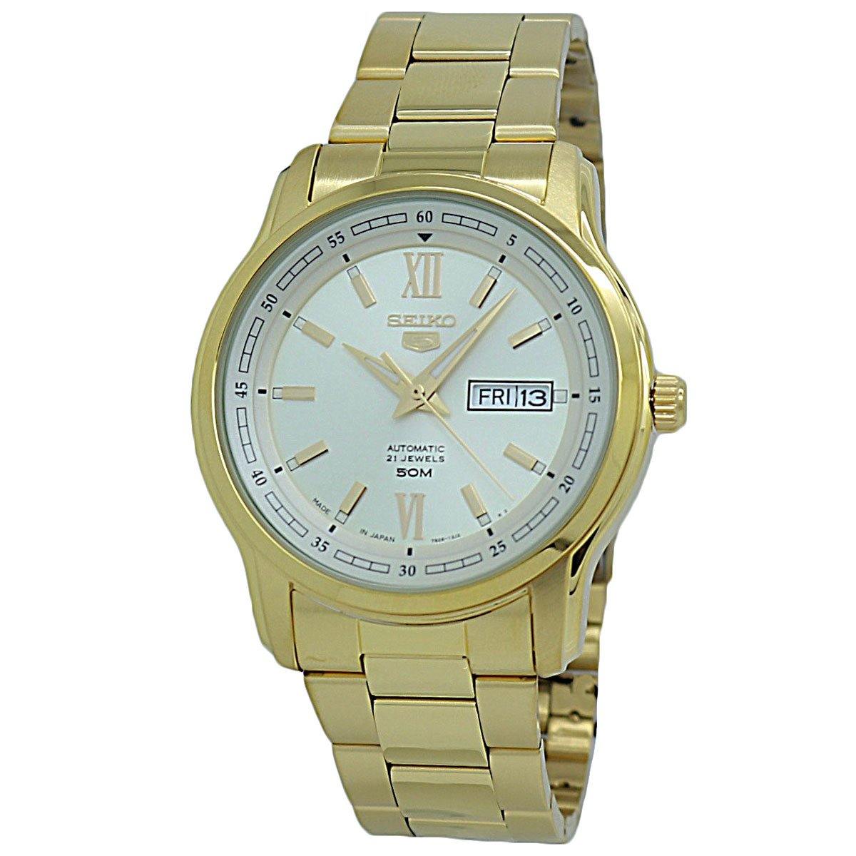 Seiko 5 Automatic Gold-Tone Stainless Steel Men's Watch SNKP20J1 – pass ...