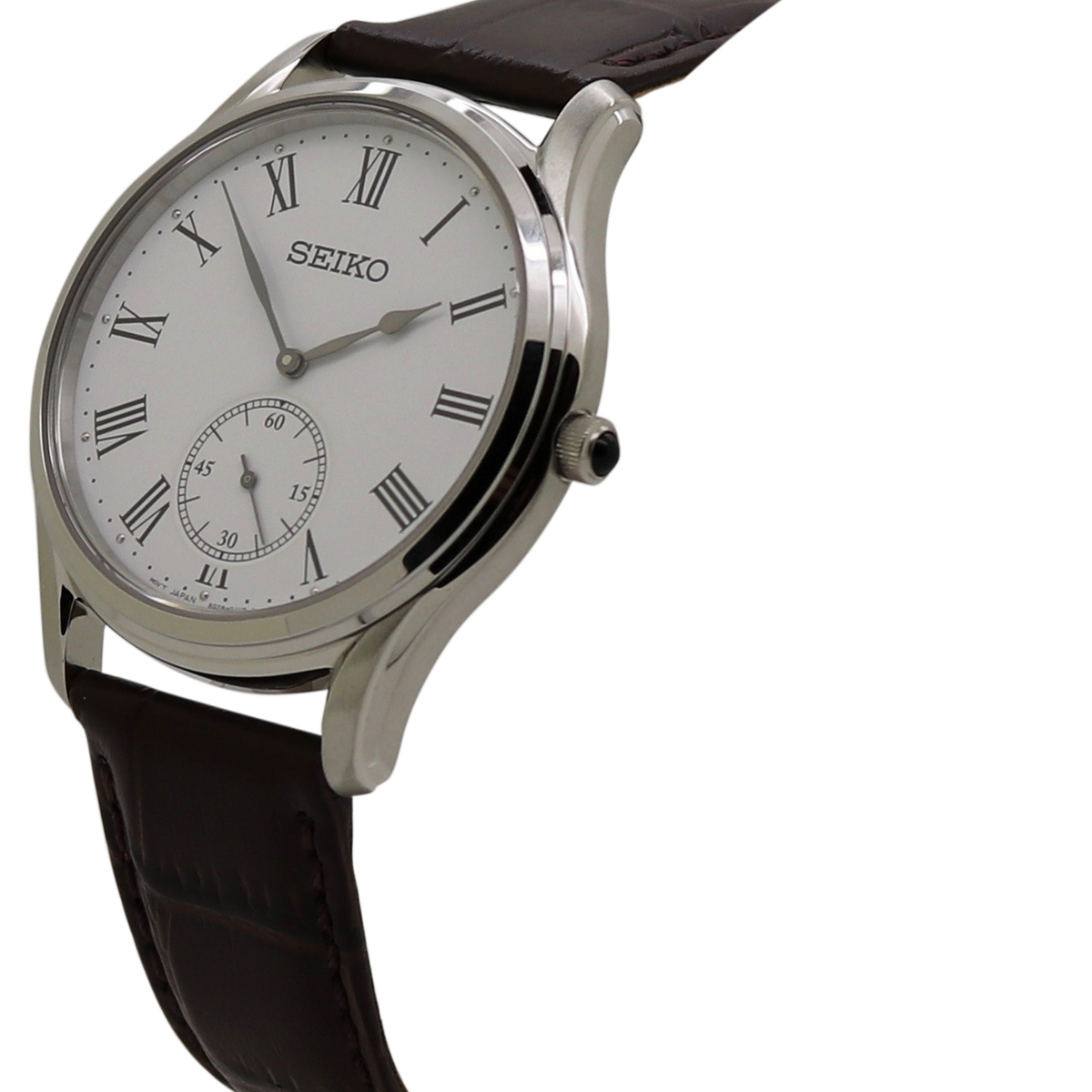 Seiko Essentials Quartz White Dial Brown Leather Band Men's Watch SRK0 ...