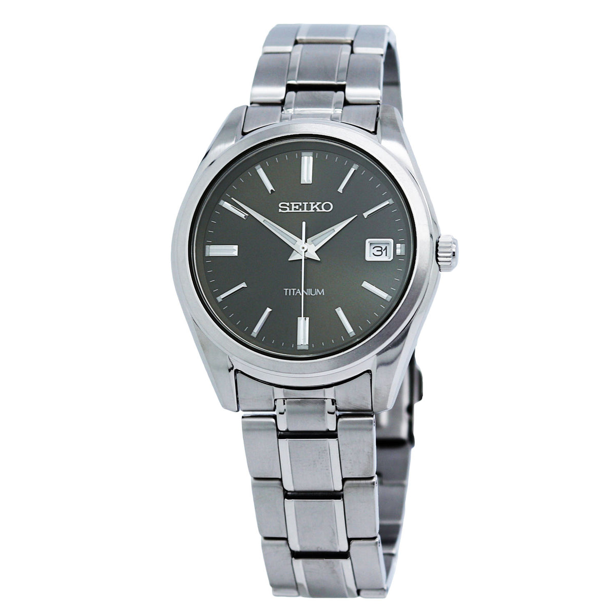 Seiko Men's Quartz Watch Black Dial Titanium Bracelet SUR375 – pass the ...