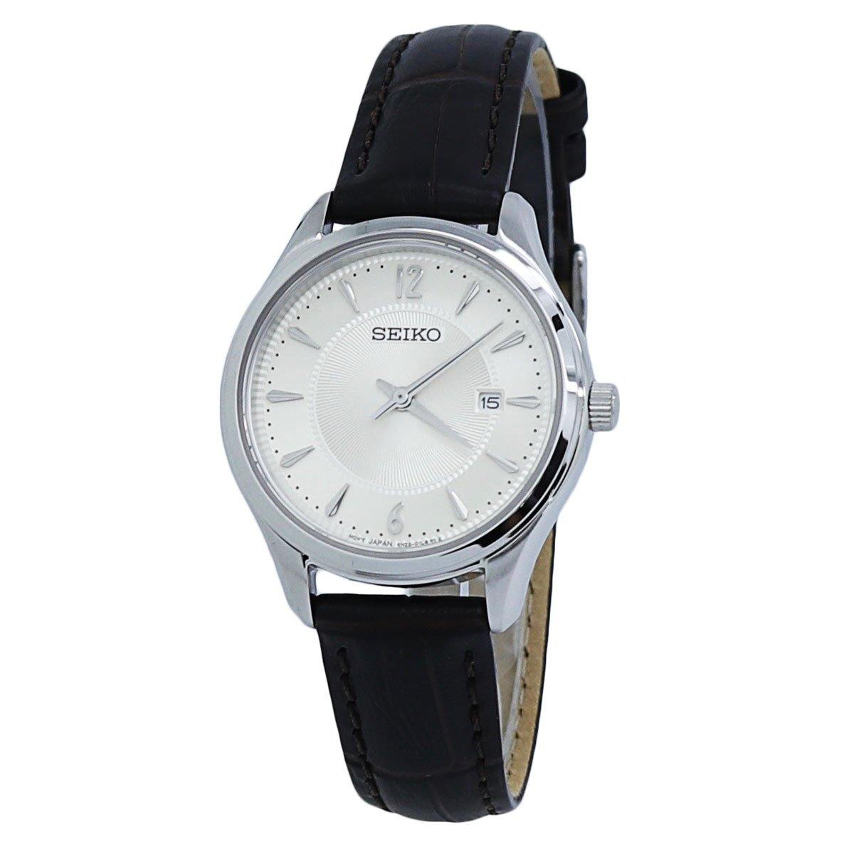 Seiko Noble Quartz White Dial Leather Band Ladies Watch SUR427 – pass ...