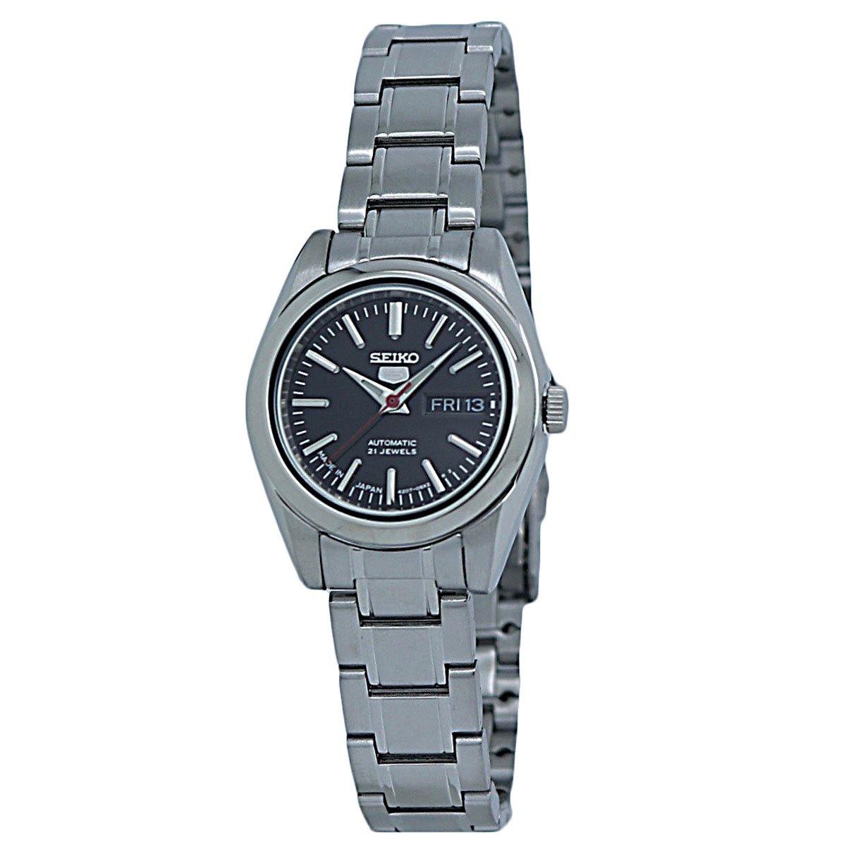 Seiko 5 Black Dial Automatic Stainless Steel Ladies Watch SYMK17 – pass ...