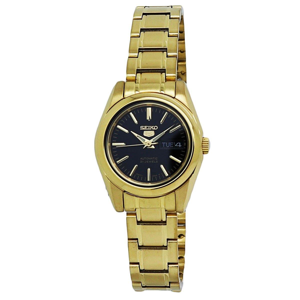 Seiko 5 Automatic Gold-Tone Stainless Steel Ladies Watch SYMK22 – pass ...