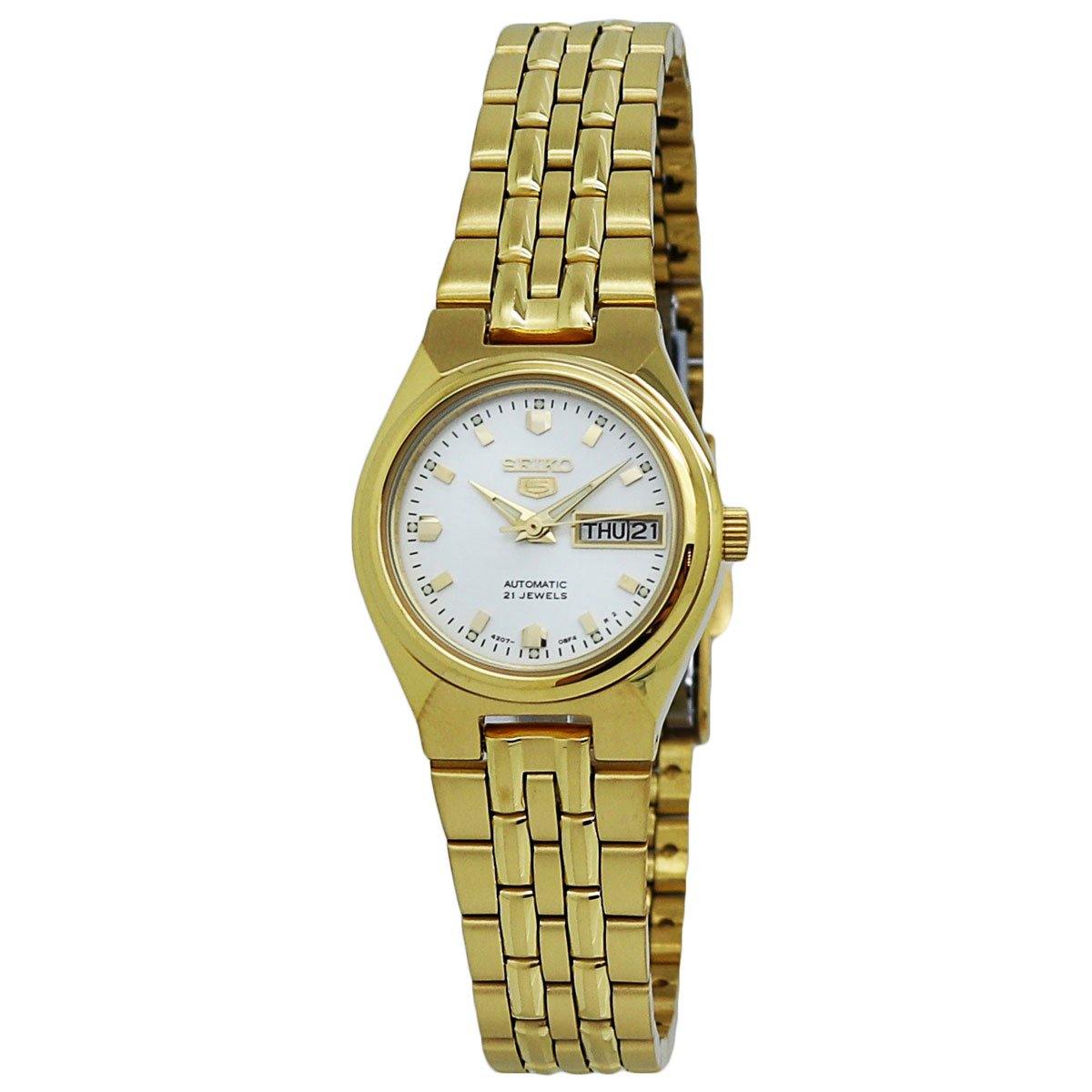 Seiko 5 Automatic Gold-Tone Stainless Steel Ladies Watch SYMK46 – pass ...