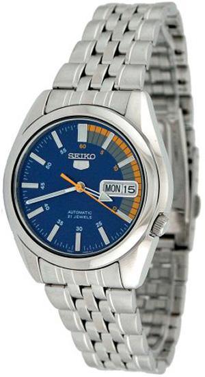 Seiko Men's SNK371K Seiko 5 Automatic Blue Dial Stainless Steel Watch ...