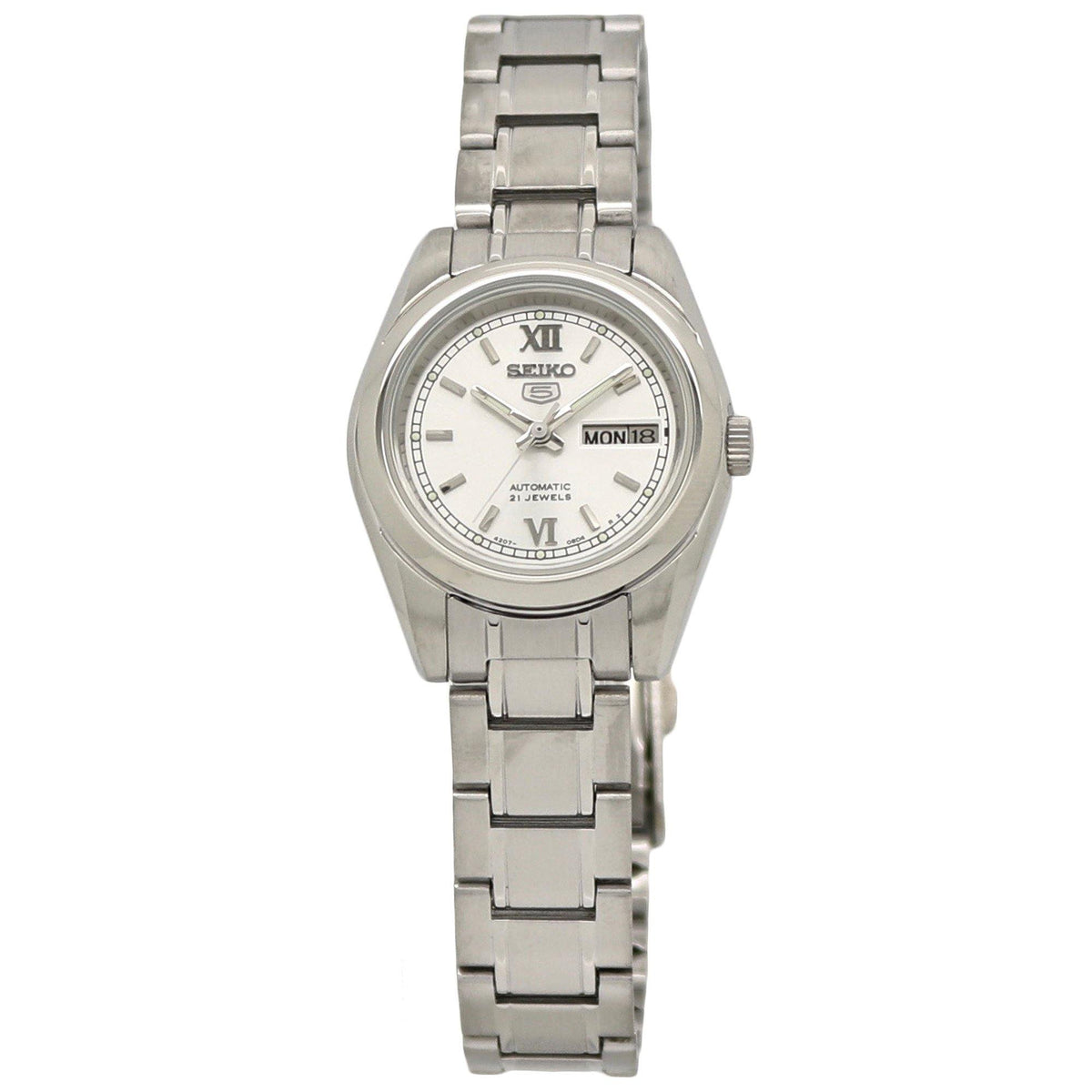 Seiko 5 Automatic 21 Jewels Ladies Silver Dial Watch SYMK23 – pass the ...
